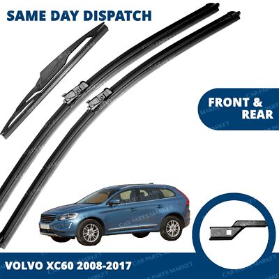 Front/Rear Windscreen 26" 20" 14" Flat Aero Wiper Blades for Volvo XC60 ...