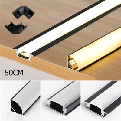 1-35Pack 50CM DIY Led Aluminum Profile Channel Holder U/V Shape Black ...