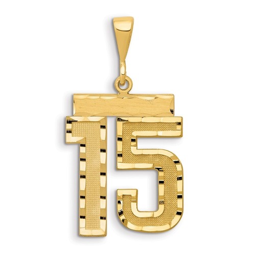 14k Small Brushed Diamond-cut Number 15 Charm | eBay