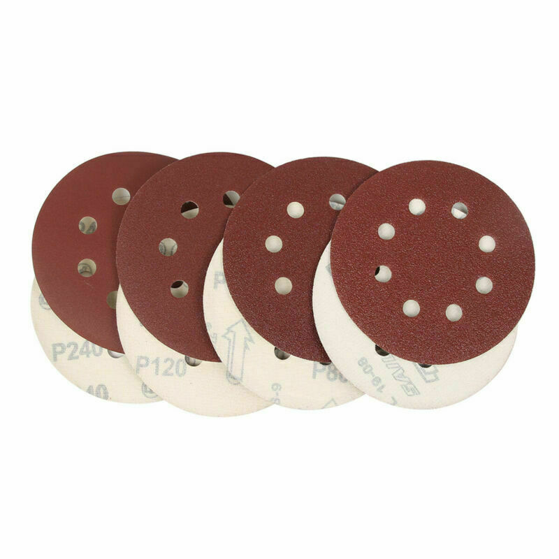 125mm - 5" 8 Hole Sanding Discs 40 60 80 120 240 320 Grit Orbital ...