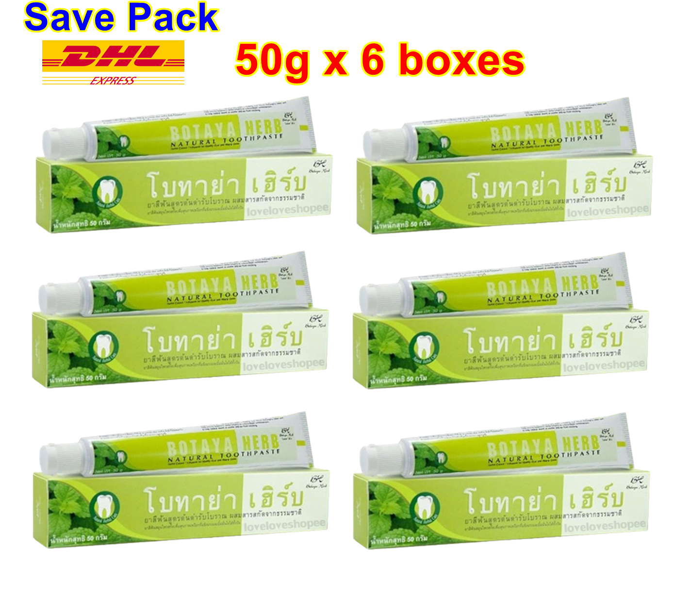 6X Botaya Herb Toothpaste Thai Herbal Whiten Teeth Remove Stains Tea ...