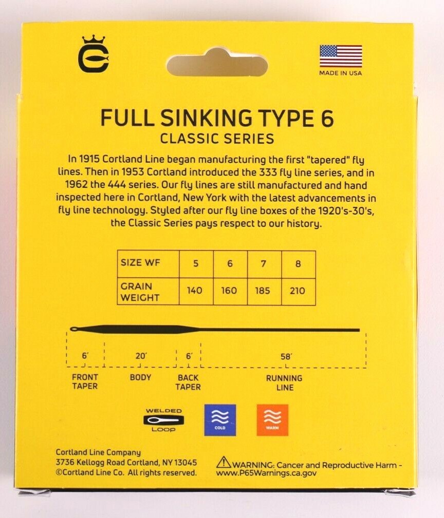 Cortland 444 Full Sinking Type 6 Fly Line - All Sizes - FREE FAST ...
