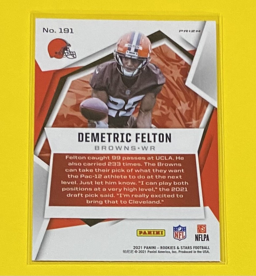 2021 Panini Rookies & Stars Demetric Felton Rookie Card RED PULSAR ...
