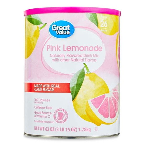 Great Value Pink Lemonade Drink Mix, 63 oz - Refreshing, Sweet & Tart ...
