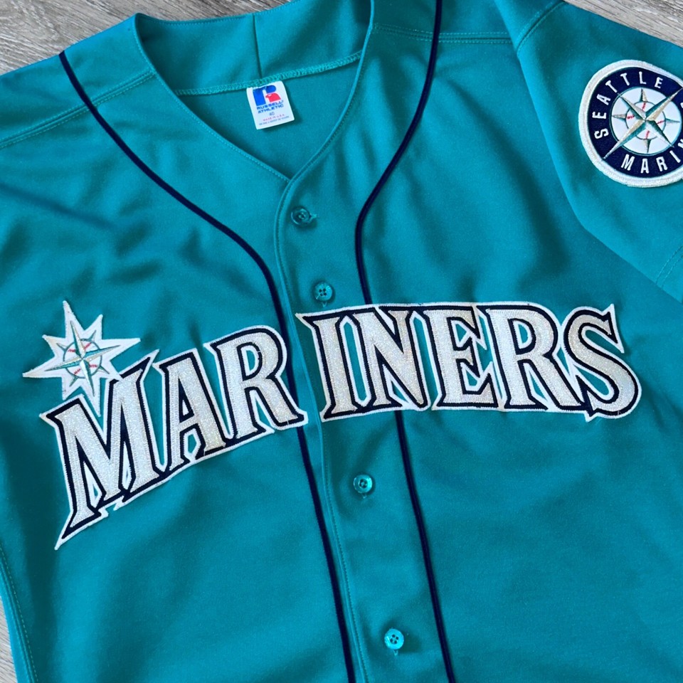 Authentic 1994 Seattle Mariners Jersey 40 Medium Teal Russell Diamond ...