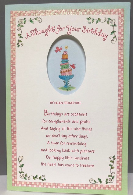 Helen steiner rice Birthday Poem Greetings Card Cake Flowers Presents ...