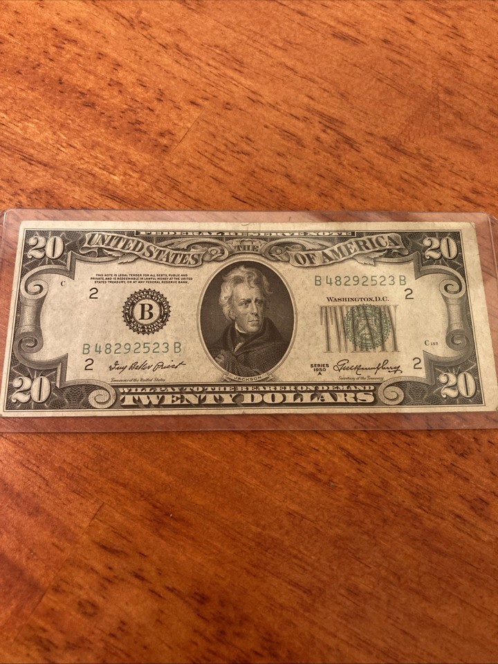 Series 1950a 20 Dollar Bill Federal Reserve Note NY Priest Humphrey ...