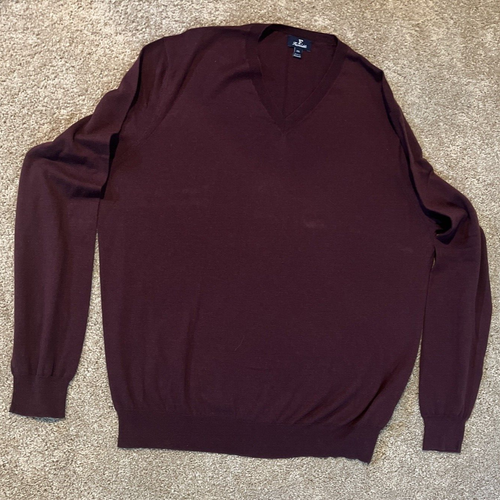 Faconnable Sweater Mens XXL Red V Neck Silk Cashmere Blend Long Sleeve ...