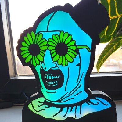 Terrifier Art The Clown 3D Printed Stand Shelf Art LED Lightbox with ...