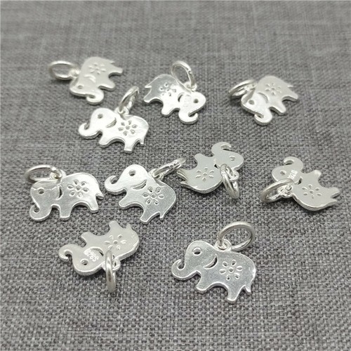 5pcs of 925 Sterling Silver Small Elephant Charms w/ Daisy Flower for ...