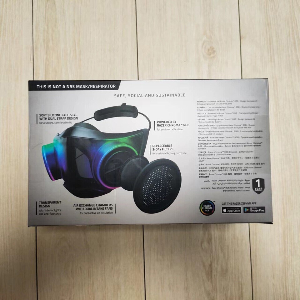 RAZER ZEPHYR Air Purifier Face Mask Transparent RGB Wearable Air ...
