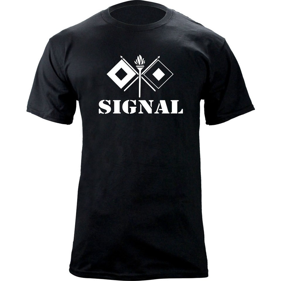 US Army Signal Branch Insignia Crossed Signal Flags Veteran Graphic T ...