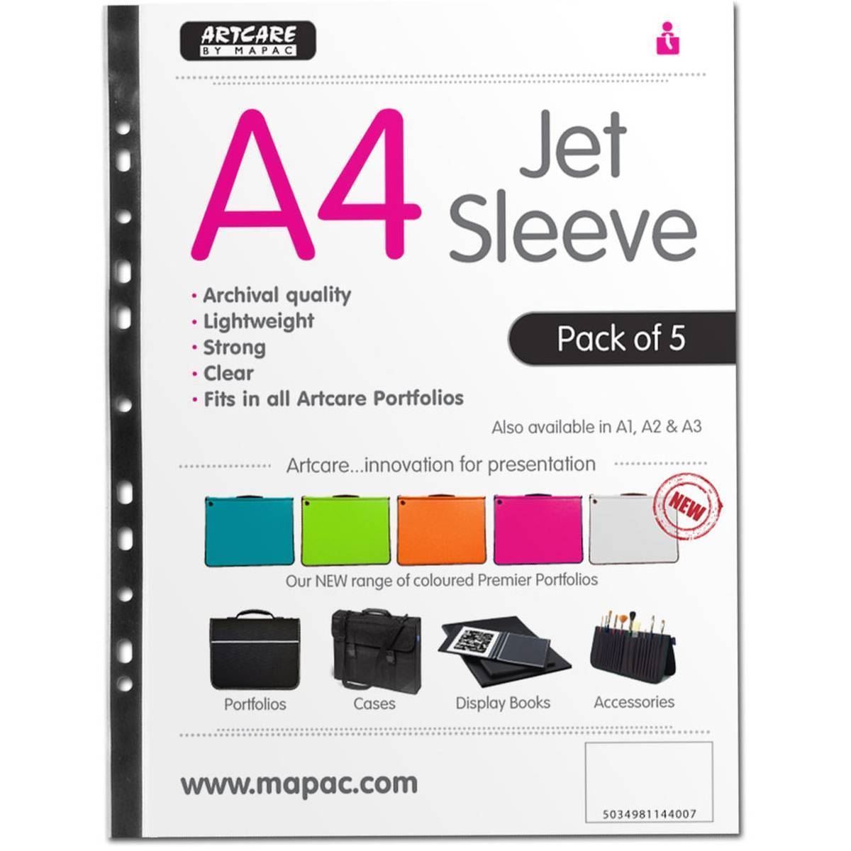Mapac Jet Sleeve Pack - 5 Pack - For Portfolio Cases - A1 - A2 - A3 ...