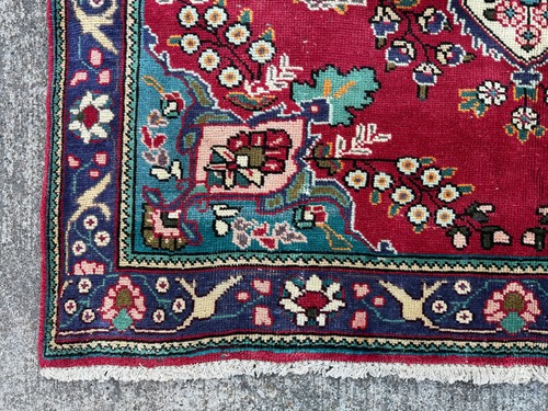 5x6 VINTAGE ORIENTAL RUG HAND-KNOTTED red blue real antique HANDMADE ...