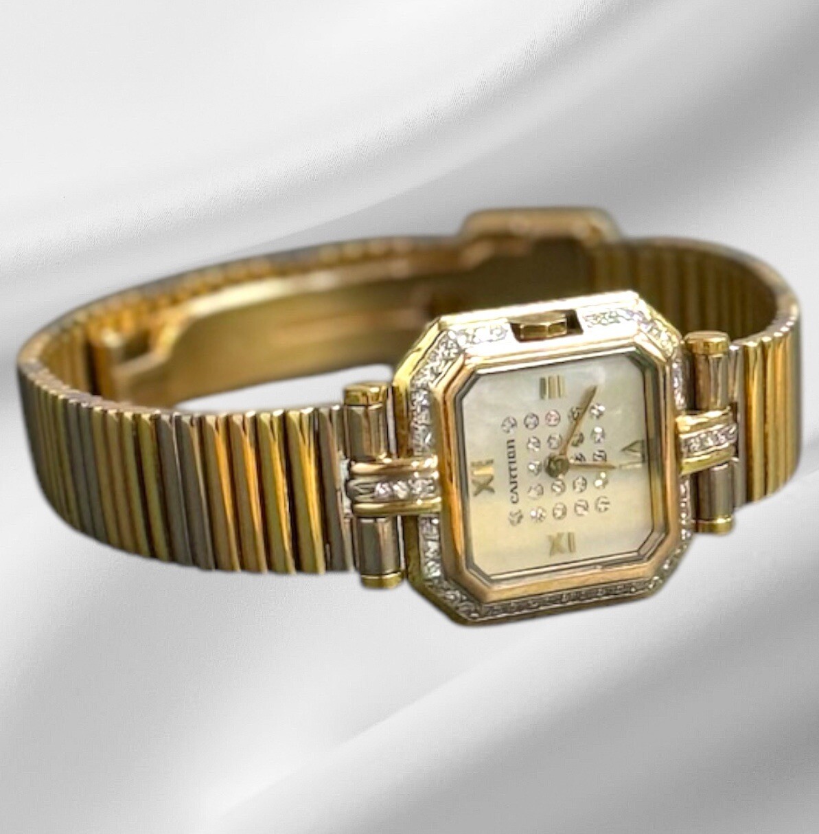 Cartier Trinity Tri 18k Gold Diamond Ladies Watch Mother of Pearl ...