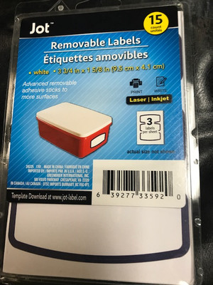 REMOVABLE LABELS FOR 15 CT JOT NEW IN PACK | eBay