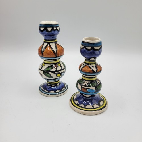 Israeli Candelsticks Ceramic Armenian Pottery Iznik Shabbos Judaica ...