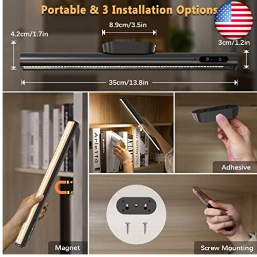 bravzurg Rechargeable Magnetic LED Light Bar with Remote, Under Cabinet ...
