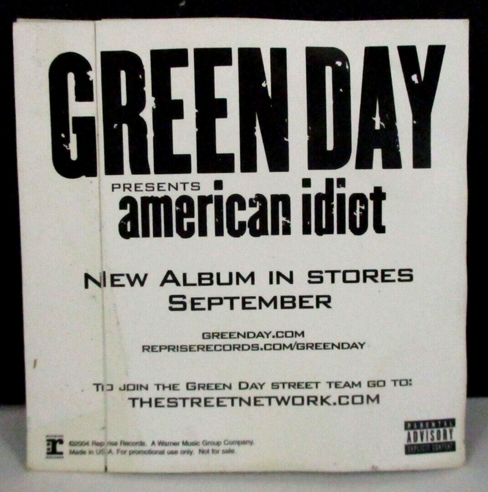 Green Day AMERICAN IDIOT, Sticker (4"x4") Reprise PROMO (2004) Crack N ...