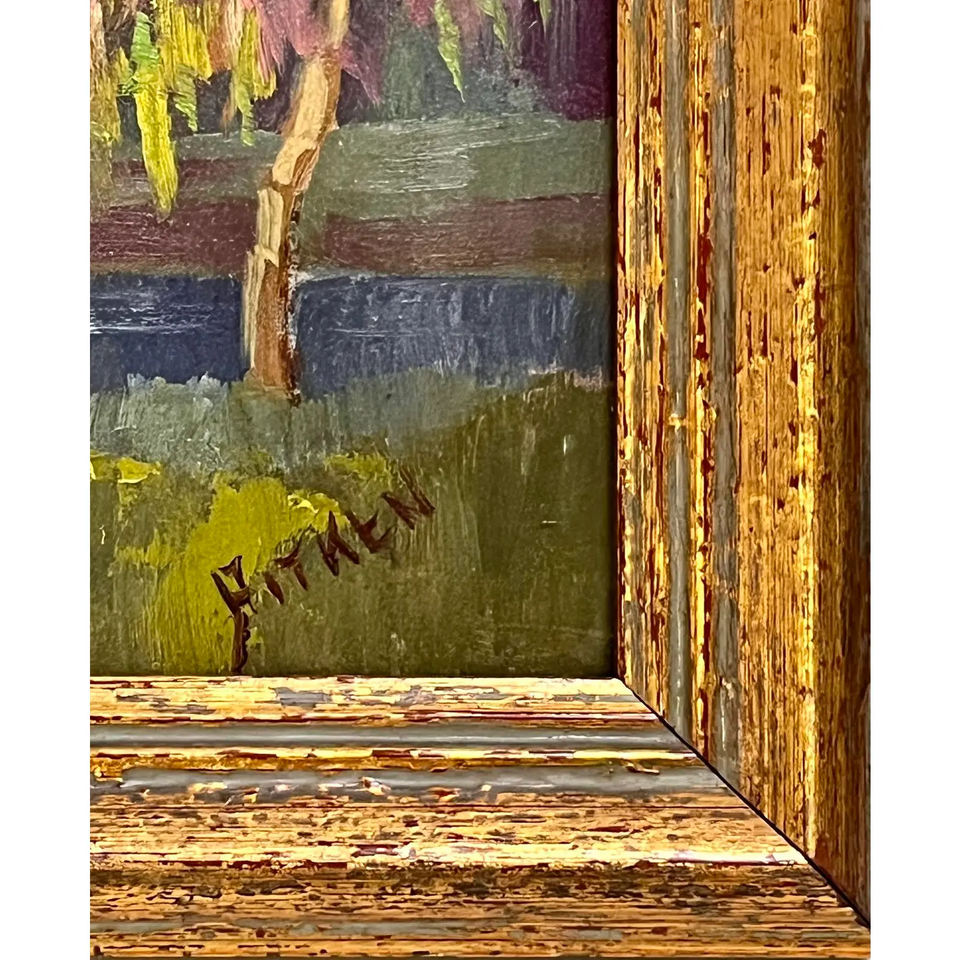 Vintage American Impressionist Oil Painting Wooded Landscape by Harry G ...
