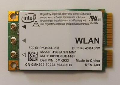 Dell Intel WiFi Link 4965AGN a/b/g/n PCIe Dual 300Mbps Original Dell ...