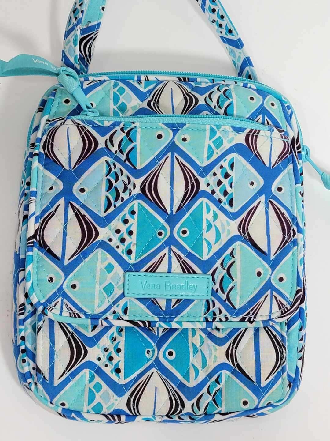 VERA BRADLEY GO FISH BLUE TEAL & BLUE CROSSBODY SHOULDER BAG EXCELLENT ...
