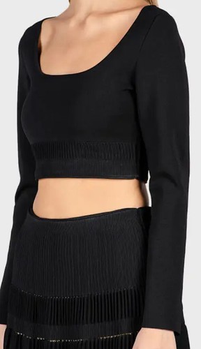 WOW! New Tags Brock Collection black squared neck crop top long sleeve ...