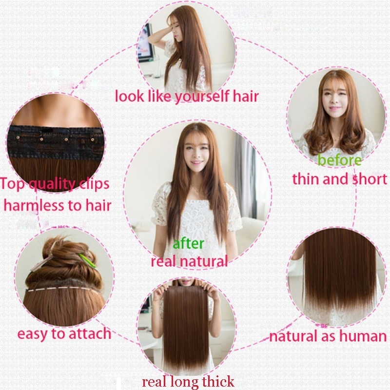 Extra Long 17-30" One Piece Clip In Hair Extensions Brown Blonde New As ...