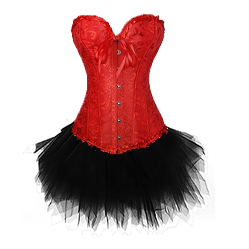 Black&Red Burlesque Can Can Tutu Fancy Dress Costume Corset Outfit ...