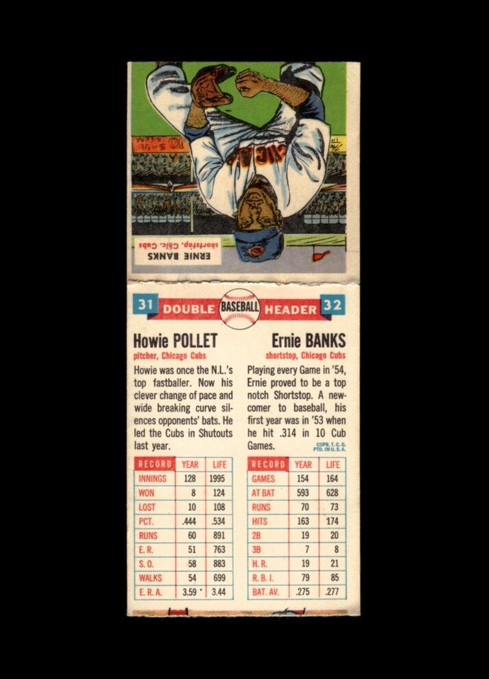 1955 Topps Double Header Set-Break # 31 32 H. Pollet/E. Banks EX-EXMINT ...