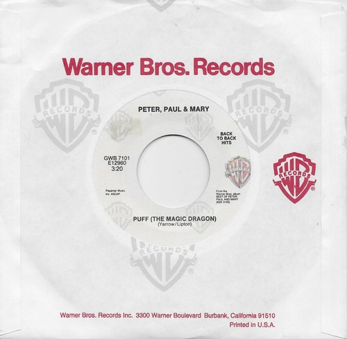 PETER PAUL AND MARY Puff The Magic Dragon / Blowin' In The Wind 45 | eBay