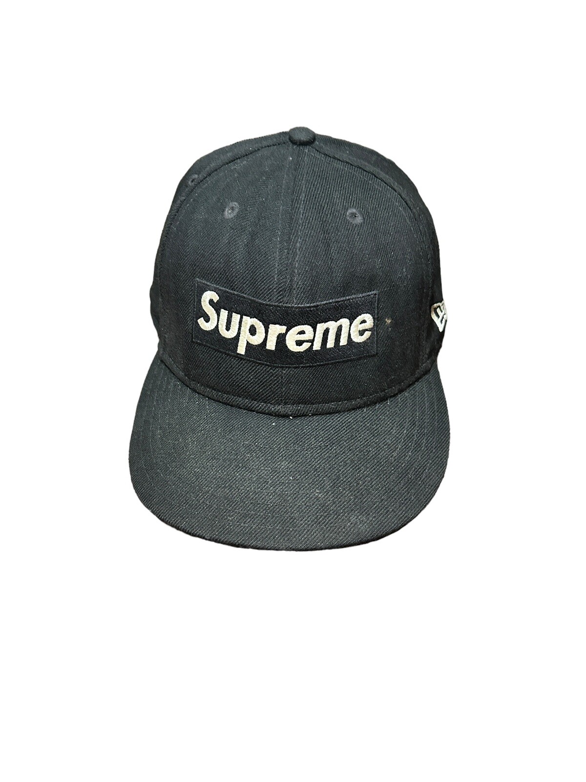 Supreme New Era Box Logo Fitted Hat 7 3/8 World Famous Stitching READ ...