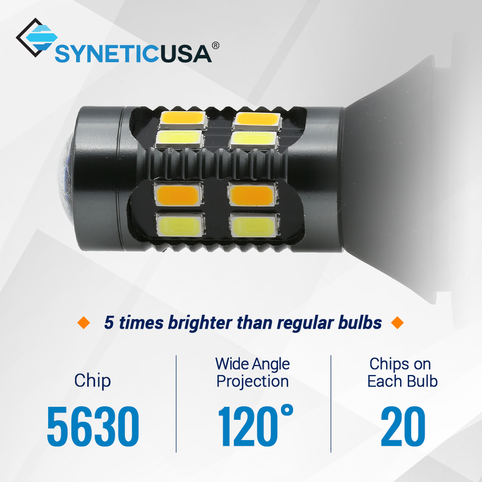 2x 3157/4114K Error-Free Switchback LED White Amber Turn Signal/DRL ...