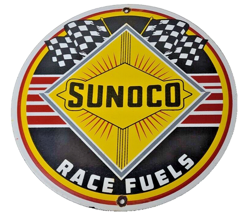 Vintage Sunoco Racing Sign - Gas Service Station Porcelain Sign | eBay