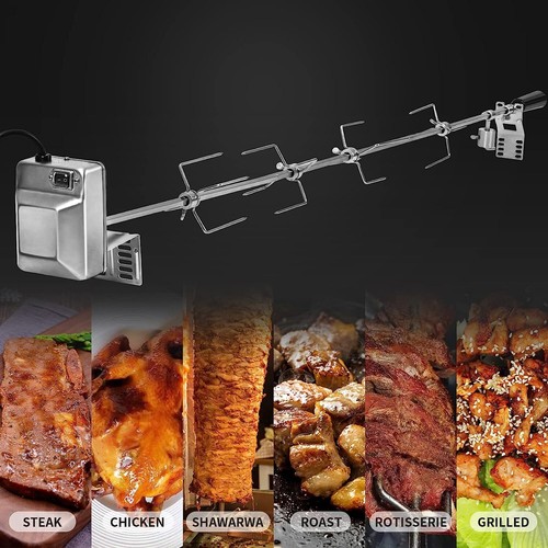 Electric Rotisserie Kit w/Motor Detachable Spit Rod Pork BBQ Grill 18 ...