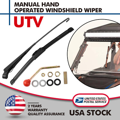 1Set UTV Manual Hand Operated Windshield Wiper Black Rubber Blade Kit ...