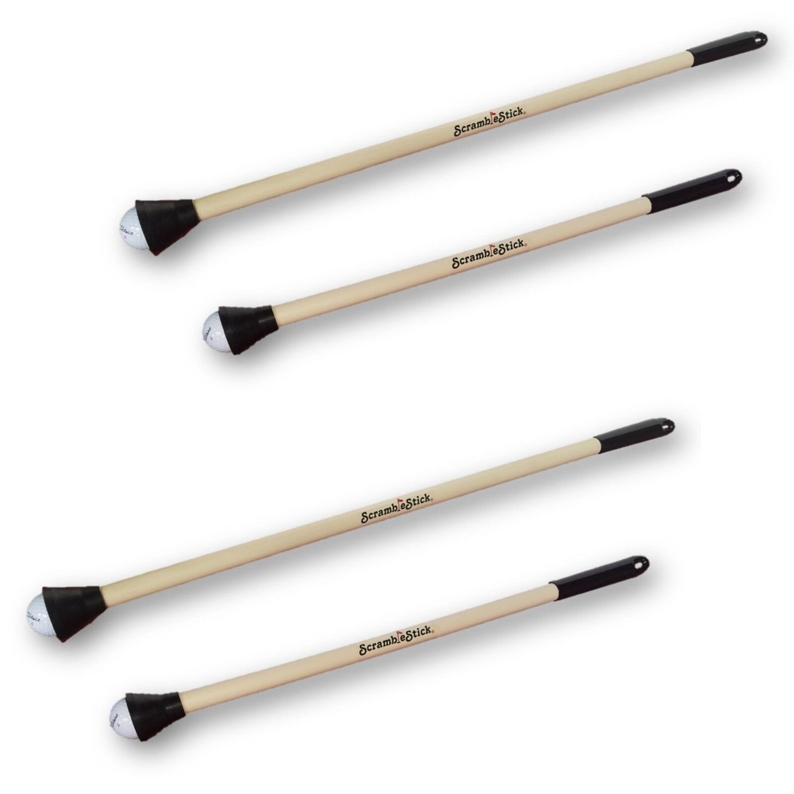 FOUR (4) ORIGINAL SCRAMBLE STICK GOLF BALL RETRIEVERS FOR SCRAMBLE PLAY ...