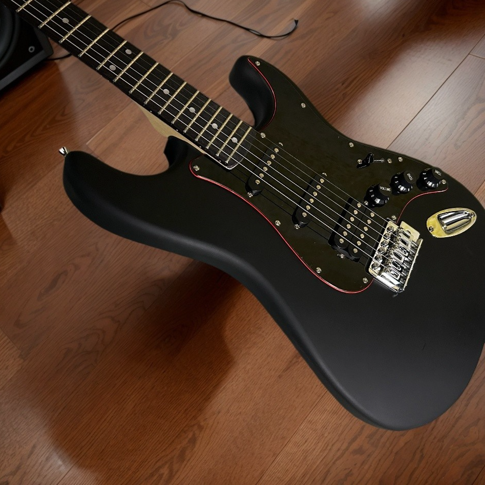 ST Electric Guitar Matte Finish Black Color Mahogany Body Rosewood ...