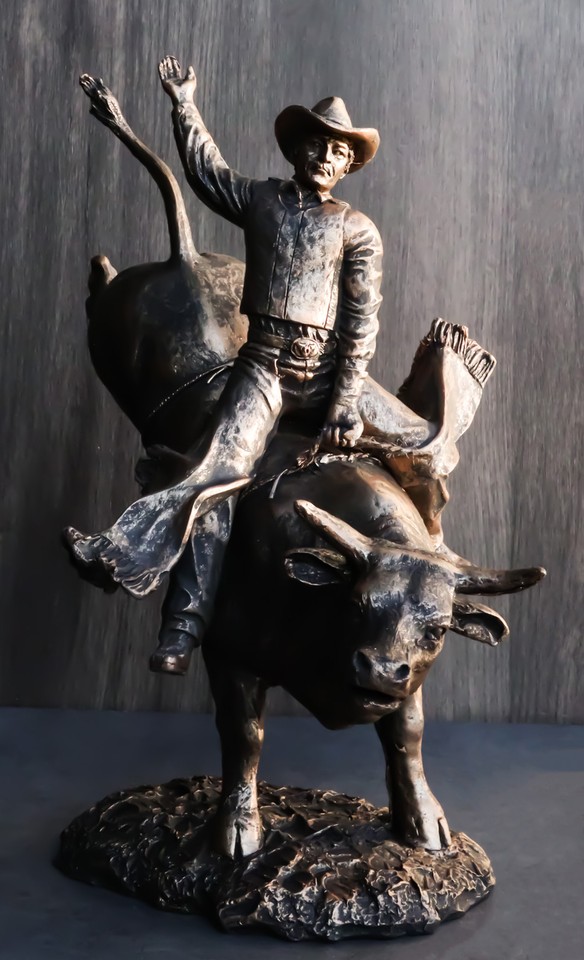 Rustic Western Wild Rodeo Bull Rider Cowboy On Bucking Bull Decorative ...