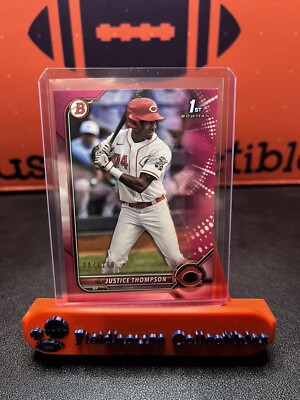 2022 Bowman 1st Paper Justice Thompson Fuchsia Paper Parallel /299 #BP ...