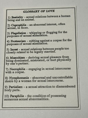 First Amendment Publishing Card Glossary of Love | eBay