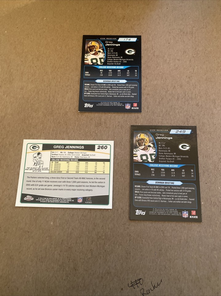 2008 RC Rookie Lot X 3 Greg Jennings Topps Chrome Bowman Chrome Gren ...