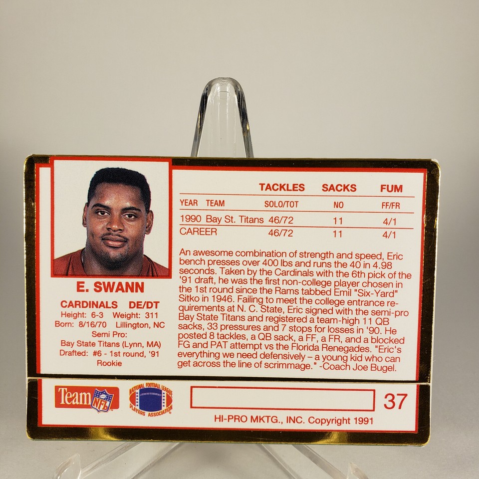 1991 Action Packed Rookie Update Eric Swann #37 Football Card | eBay
