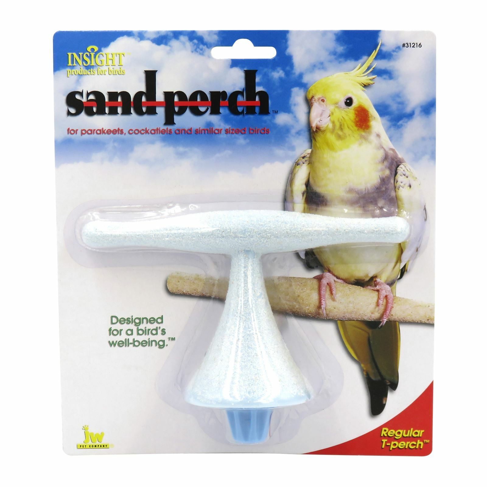 JW Regular Bird Cockatiel Budgie Parakeet Sand T Perch Bolts to Wire ...
