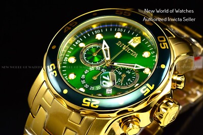 Invicta Men's Pro Diver Scuba Green Dial 18Kt Gold Plated 0075 ...