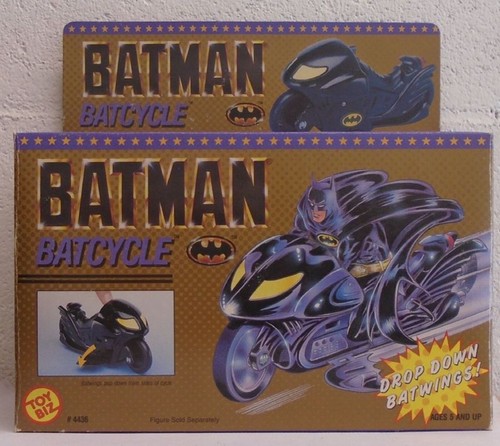 Batman 1989 Movie Batcycle Drop Down Batwings Toybiz MIB Never Removed ...