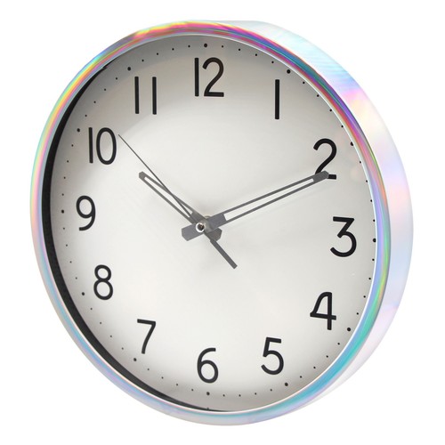 12" Quartz Iridescent Indoor Wall Clock, Easy Read Large Bold Numbers ...