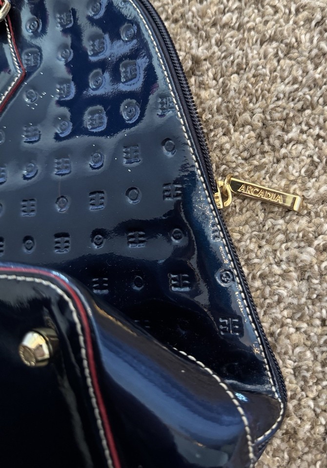 Arcadia Blue Patent Leather Handbag | eBay