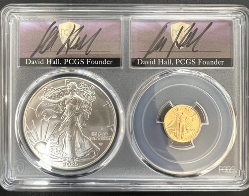 2025 PCGS MS70 $1 & $5 Gold/Silver American Eagle 2 - Coin Set - David ...