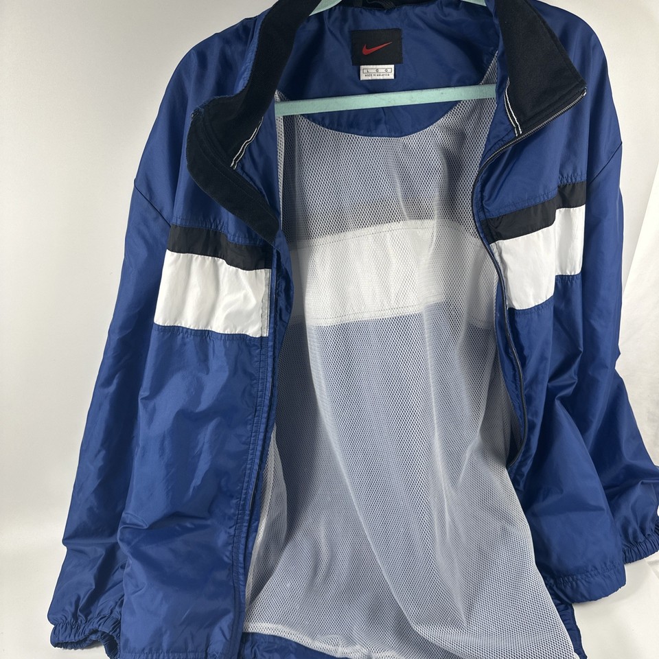 Vintage 90's Nike Blue Windbreaker Track Suit Jacket Black Pants Red ...